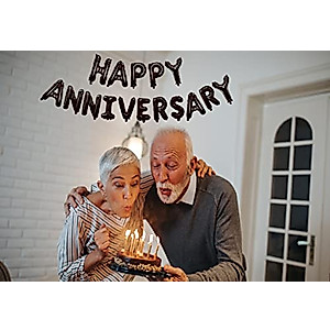 Black Happy Anniversary Balloons,Happy Anniversary Party Decorations 16Inch