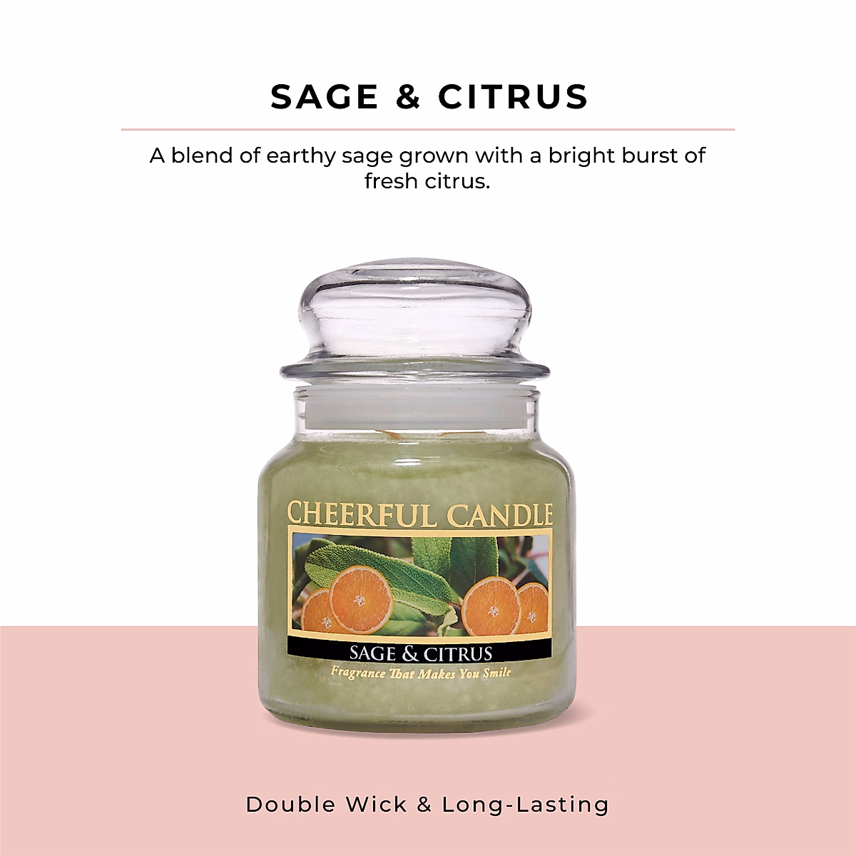 A Cheerful Giver - Sage & Citrus Scented Glass Jar Candle (16 oz) with Lid & True to Life Fragrance Made in USA