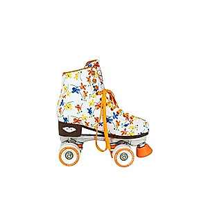 Angels Skates (Floral, 6) - Kids' & Women's Roller Skates - Premium Quality PU Leather Quad Roller Skates - Non Adjustable High- top Perfect Indoor Outdoor Girls Retro Roller Skates - 1-13 Sizes