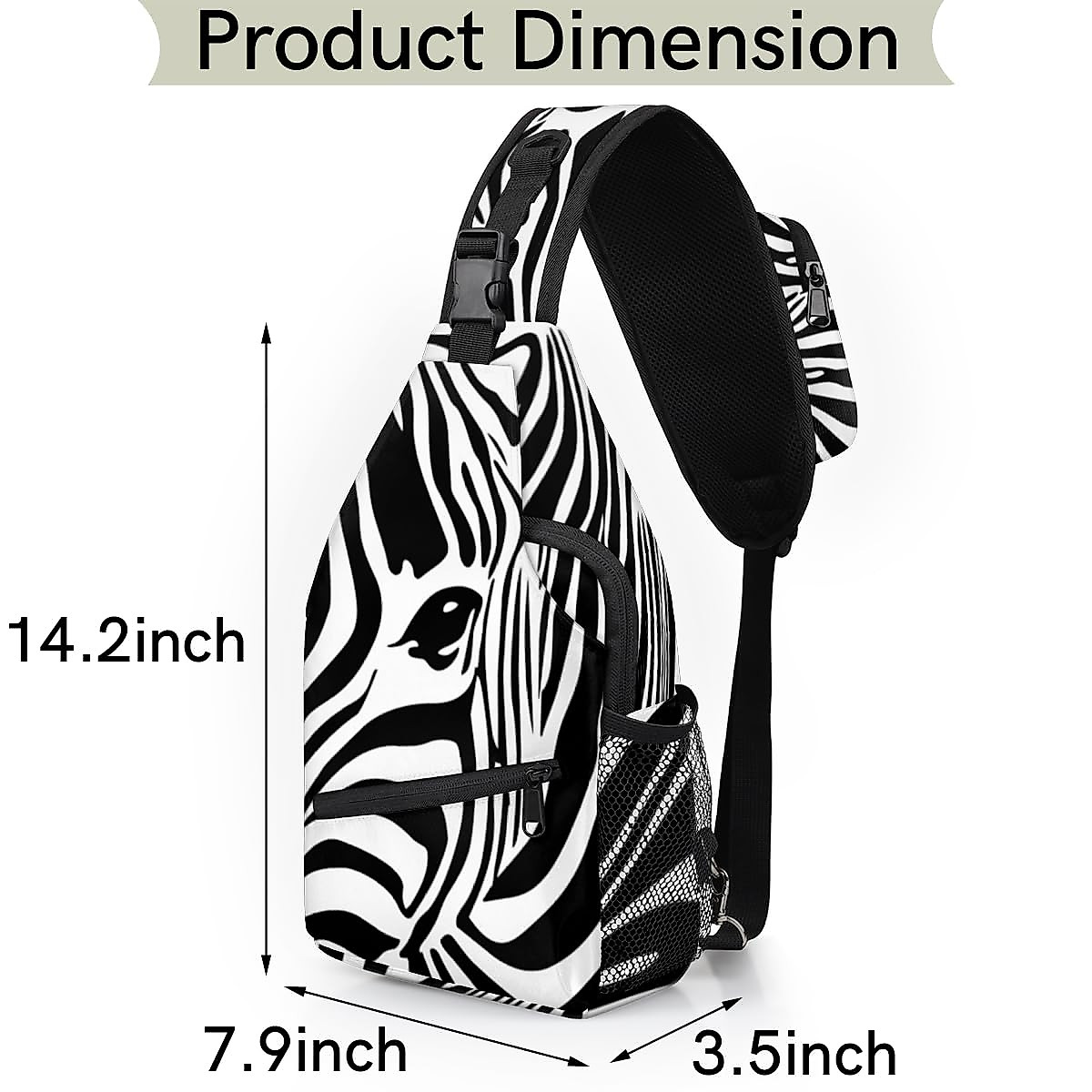 bisibuy Zebra Striped Sling Bag for Women Men Crossbody Sling Backpack Shoulder Bag Chest Bag Daypack for Travel Hiking Outdoor
