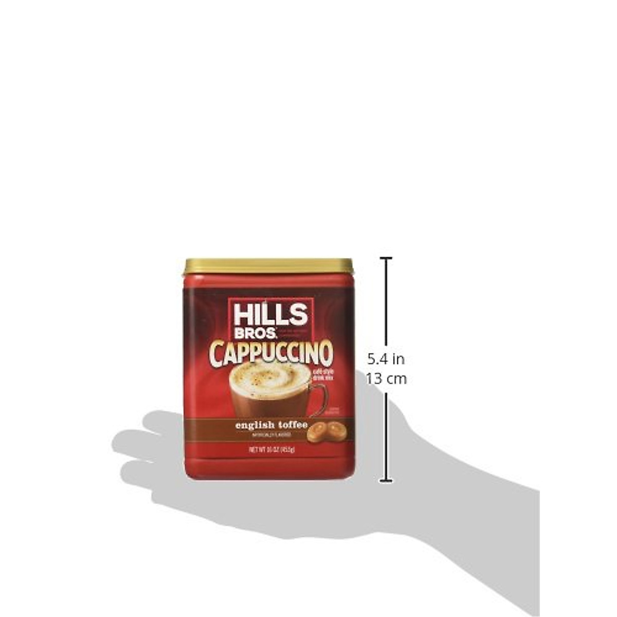 Hills Bros. Instant Cappuccino Mix, English Toffee Cappuccino Mix - Easy to Use and Convenient - Frothy, Decadent Cappuccino with a Buttery Toffee Flavor (16 Ounces, Pack of 1)
