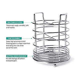 Teivio 24-Piece Stainless Steel Flatware Cutlery Set and 4 steak knife, Silverware Utensil Set with Countertop Caddy, Service for 4, Include Knives/Forks/Spoons, Mirror Polished