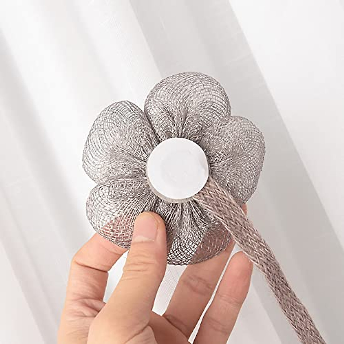 lucare 1Pc Curtain Tie Back Practical Nice-Looking Magnetic Attractive Curtain Tie Back for Living Room Light Grey