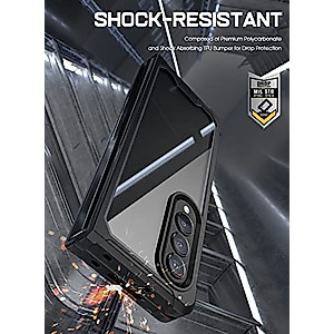 Poetic Guardian Case for Samsung Galaxy Z Fold 4 7.6 Inch,[Mil-Grade Protection] Ultra-Thin Full-Body Hybrid Shockproof Protective Rugged Clear Cover with Built-in Screen Protector, Black/Clear