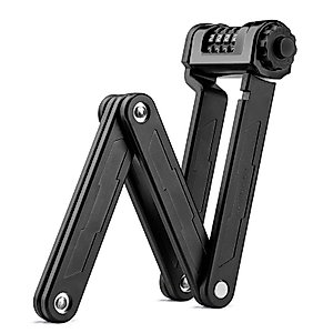ROCKBROS Folding Bike Lock Combination Bike Lock with Mount Electric Bike Lock Heavy Duty Anti Theft Bicycle Locks with Mounting Bracket 4-Digit Foldable Bike Lock