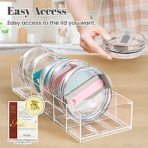 Gracenal Acrylic Tumbler Lid Organizer for Stanley Cup Accessories, Cabinet Pantry Kitchen Organizers and Storage Bins for Stanley 40 oz Tumbler with Handle/Yeti Tumbler Lid/Simple Modern Lids Gifts