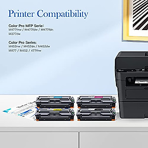 Valuetoner Compatible Toner Cartridges Replacement for HP 410A 410X CF410A CF411A CF412A CF413A for Color Pro MFP M477fdw M477fnw M477fdn M452dw M452nw M452dn M377dw(1BK+1C+1M+1Y) Upgraded chip