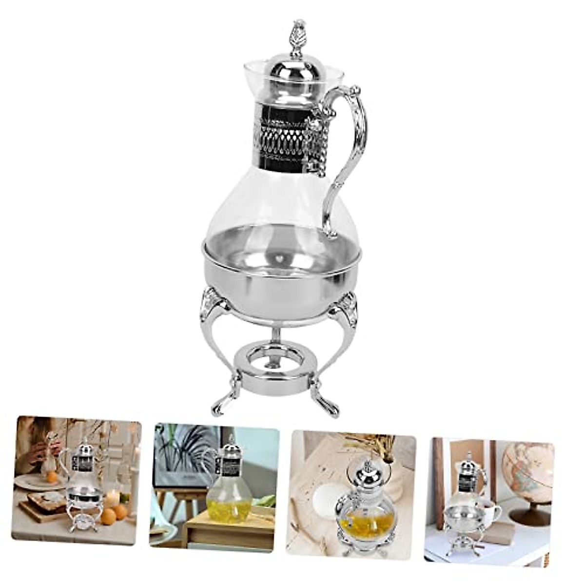 SOESFOUFU Heated Coffee Pot Afternoon Tea Maker Espresso Machine Espresso Coffee Maker Turkish Teapot Heatable Teapot Tea Steeper Teapot with Blooming Tea Espresso Maker Coffee Kettle Glass
