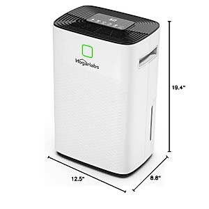 HOGARLABS 50 Pint Dehumidifiers for Home Basements, with 3 Working Modes, Overflow Protection, and Auto Shut off Restart. Ultra Silent Dehumidifier with Drain Hose, Intelligent Humidity Control