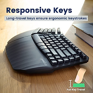 Perixx PERIBOARD-413B US, Wired USB Ergonomic Compact Split Keyboard - 15.75x10.83x2.17 inches TKL Design - Black - US English