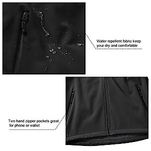 Gopune Men's Lightweight Soft Shell Jacket Fleece Lined Waterproof Hooded Hiking Winter Jacket (Black,L)