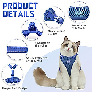 Supet Cat Harness and Leash for Walking Escape Proof, Adjustable Harness for Cats, Easy Control Small Cat Harness for Medium Large Kitten and Dogs