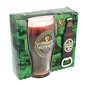 Guinness Shamrock Gift Company Ireland Label Pint Glass and PVC Opener Set