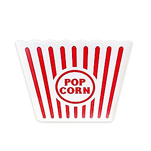 Novelty Place Plastic Red & White Striped Classic Popcorn Containers for Movie Night - 8" Square x 7" Deep (1 Pack)