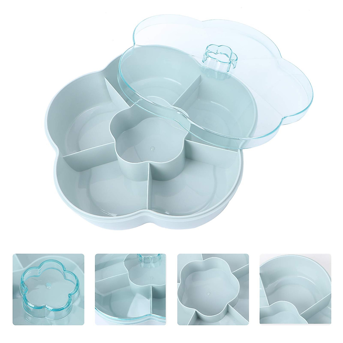 1pc Snack Storage Box Containers with Lids Divided Serving Tray Fruits Serving Container Nut Trays Home Snack Tray Divided Fruit Candy Flowers (polystyrene) To Rotate Food Box