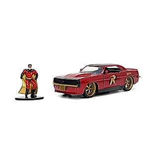 DC Comics 1:32 1969 Chevy Camaro Die-cast Car w/ 1.65" Robin Figure, Toys for Kids and Adults
