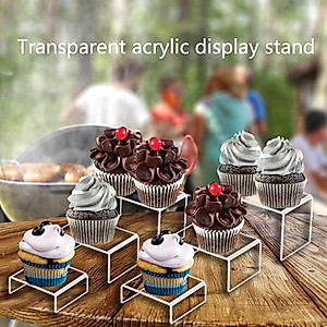 Acrylic Risers For Display,Rectangle Acrylic Risers Display Stand,6 Pc clear Acrylic Display Risers, For Food Parties Buffet Risers Puppet Collectible Display And Perfume Shelf Acrylic Organizers