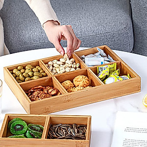 Cabilock Tea Bag Organizer Divided Serving Tray Compartment Snack Bowl Appetizer Platter Veggie Dish Sectional Storage Organizer Plate for Fruit Candy Nut Dessert Charcuterie Tea Organizer