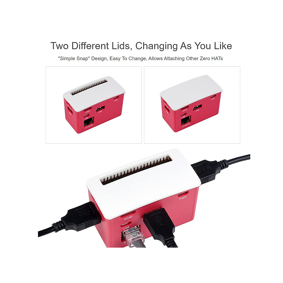 waveshare PoE Ethernet USB HUB HAT with Box ABX Case for Raspberry Pi Zero/Zero W/2 W/Zero WH/2 WH, with 1 RJ45 10/100M Ethernet Port, 3 USB Ports Compatible with USB2.0/1.1,802.3af-Compliant