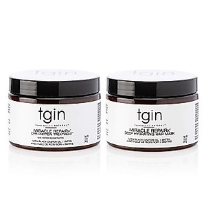 tgin Miracle RepaiRx Strengthening CPR Protein Treatment & Deep Hydrating Hair Mask, for Curly, Coily and Wavy Hair, Repairs, Protects, and Restores Damaged Hair, 12 oz, (Set)