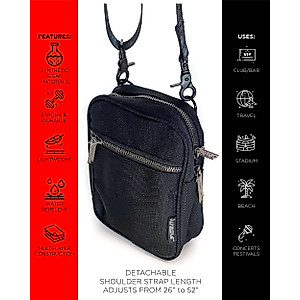 Fydelity Small Crossbody Bags for Women & Men – 80s/90s Small Bum Bag – Stylish Travel & Festival Belt Bag – Ideal Fanny Pack for Daily Fashion – Perfect for Travel & Everyday Wear – Black Bag