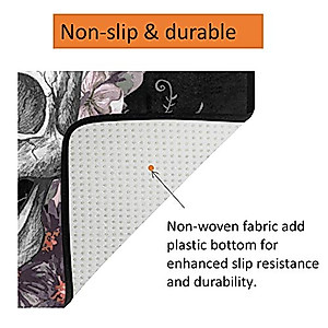 Baofu Skull Doormats Floor Mat Lightweight Non-Slip Foam Skeleton Area Rugs Entrance Front Door Rug Christmas Thanksgiving Decorative for Indoor Garden Kitchen Bedroom 23.6" x15.7"