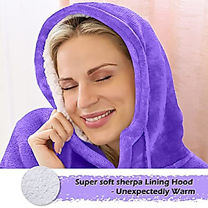 Tirrinia Hoodie Blanket, Wearable Sherpa Blankets, Sweatshirt Dress Cozy Soft Warm Plush Hooded Blanket Gift for Adults Junior Women and Men