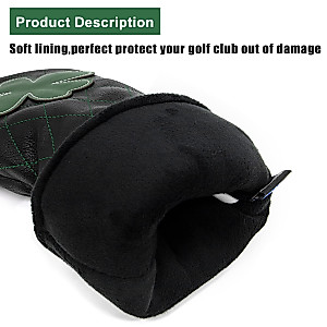 Golf Headcovers Golf Driver Fairway Hybrid Head Cover Golf Blade Mallet Putter Cover Lucky Clover Cross Pattern Premium Leather Driver Fairway(FW) Wood Hybrid(UT) with Number Tags