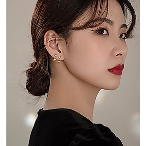 Reffeer Solid 925 Sterling Silver Star Half Hoop Earrings Open Huggie Hoops for Women Ball Cuff Earrings Star (A-Silver)