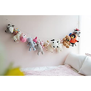 Mkono Stuffed Animal Storage Metal Toy Chain Hanging Stuff Toy Display Organizer Holder Simple Kids Toys Chain with 20 Clips Stuff Animals Hanger for Nursery Play Room Kid Room, 2 Pieces