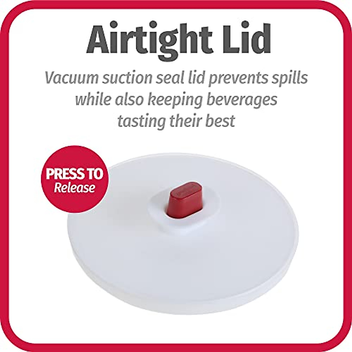 GoodCook 1-Gallon Plastic Airtight Pitcher with Vacuum Seal Lid, 1 Gallon, Red