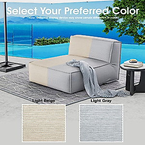 Patio Furniture Bean Bag 2 Person Chaise Lounge Chair Outdoor Middle Chair Reclining Chair Garden Pool Lounge Chairs Sunbathing Recliners Beach Lounge Chair Sunbed (light beige, 2 person lounge chair)