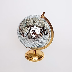 ALARA Designs Disco Ball – Unique Disco Ball Décor Globe – Luxurious Light Reflecting Desk Globe – Gold and Mirror World Globe – Fully Rotating Mini Disco Ball – Fun and Cool Design – 11 x 8 inch