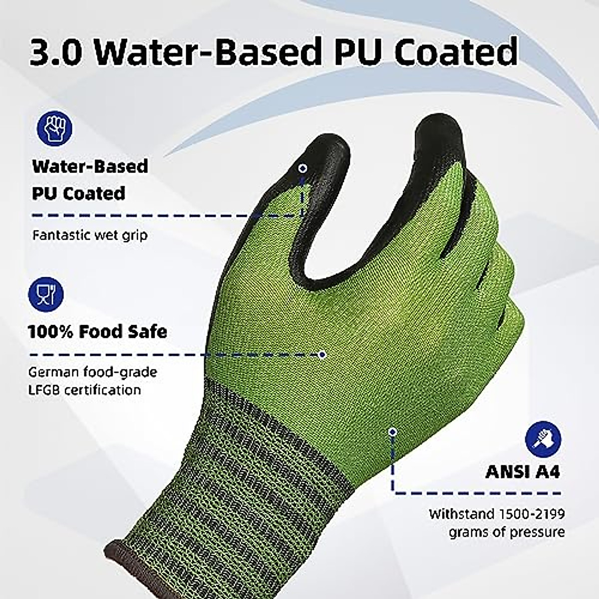 Schwer AIR-SKIN Cut Resistant Gloves AR5917 with Extreme Lightweight&Thin, Level 5 Wire Metal Gloves for Refined Work, Touch-screen, Fiberglass-free, 3D-Comfort Fit, Breathable, Green 1 Pair (M)