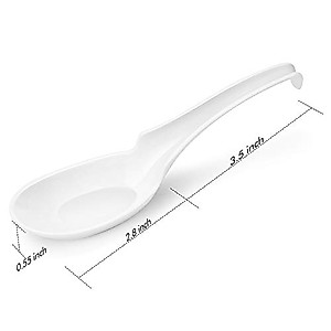 Hiware 12-piece Asian Soup Spoons, Rice Spoons, Chinese Won Ton Soup Spoon - Notch and Hook Style, White