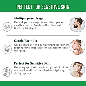 The Henna Guys 8 fl. Oz, Lemongrass & Eucalyptus Pre Shave Oil for Men, Premium Pre Shave Oil, Excellent Shaving oil for Men, Prepares for a burns free Shave, Works with Straight or Safety Razor