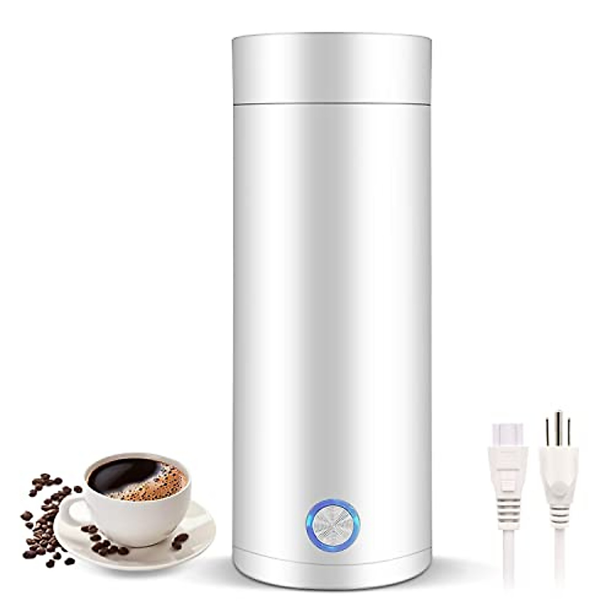 Portable Electric Kettle, 350ml Travel Kettle 304 Stainless Steel Mini Electric Kettle with Auto Shut off & Fast Boil 3-in-1 Portable Tea Kettle JAYWAYNE Travel Water Boiler/Heater/Warmer,White