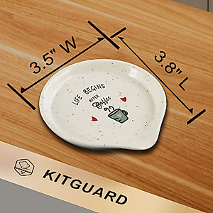KITGUARD Coffee Spoon Rest-Coffee Bar,Small Spoon Rest for Coffee Station, Spoon Rest for Coffee Station Coffee Bar Accessories,Ceramic Coffee Spoon Rest- Life Begin After Coffee
