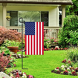 Garden Flag Stand, Premium Garden Flag Holder, Black, Metal Powder-Coated Weather-Proof Paint, with Anti-Wind Clip and Stoppers, for National Flags, Yard Flags, Decorative Signs, Up to 15" in Width