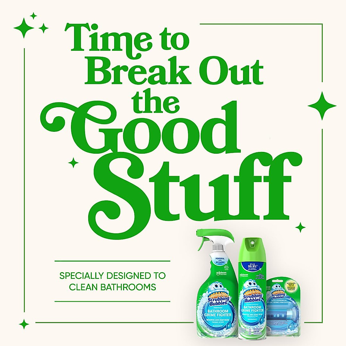 Scrubbing Bubbles Disinfectant Bathroom Grime Fighter Spray, Rainshower, 32 fl oz