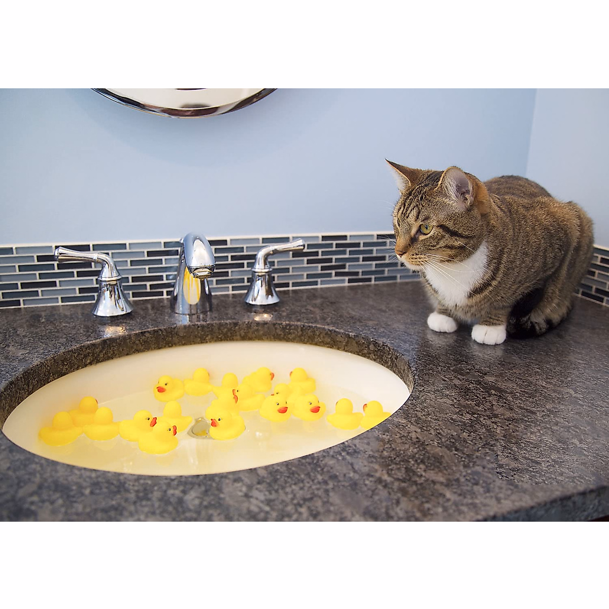 Umbresen Bath Duck Toys Yellow Rubber Ducks Preschool Bathtub Float Squeak Duckies Gift for Baby Toddler Infant Shower Car Pool Halloween Christmas Decorations (Yellow Set of 20)