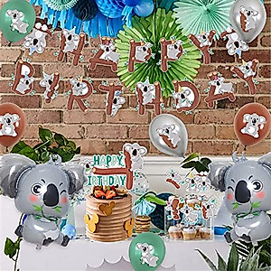 Moptrek Birthday Party Decorations Supplies with Koala Birthday Banner,Koala Foil and Latex Balloons,Cake Topper and Cupcake Toppers for Kids Koala Themed Birthday Party or Baby Shower Decorations