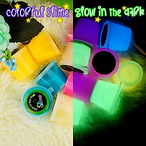 12 Pack Galaxy Slime Kit Glow in The Dark Galaxy Slime Set, Slime Party Favors for Girls Boys, DIY Putty Slime Stress Relief Toy for Goodie Bags Stuffers Christmas Easter Toys