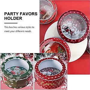 Cabilock 4pcs Christmas Empty Tin Round Metal Tins with Lids Metal Containers for Goodies Chocolate Nuts and Home Storage Cerebrate a Holiday