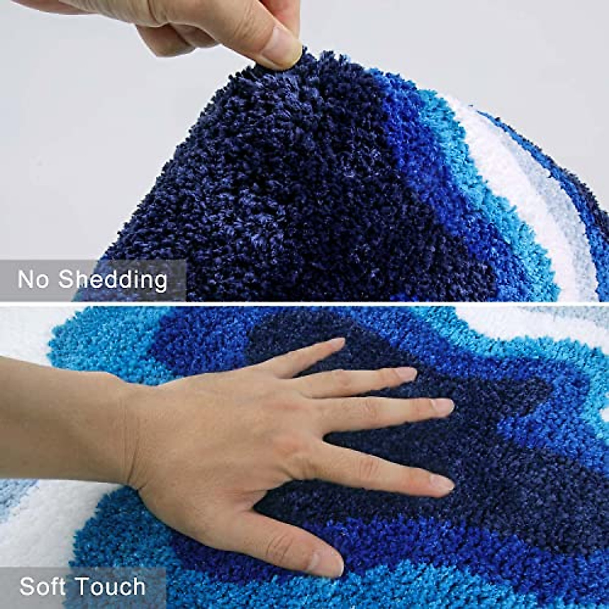 Seavish Cute Cloud Bathroom Rugs Non Slip Washable Soft Shag Novelty 2'x3' Area Rug Blue White Abstract Bath Shower Mat Kids Nursery Rug Door Mat Entryway Rug Room Decor for Bedroom Playroom Restroom