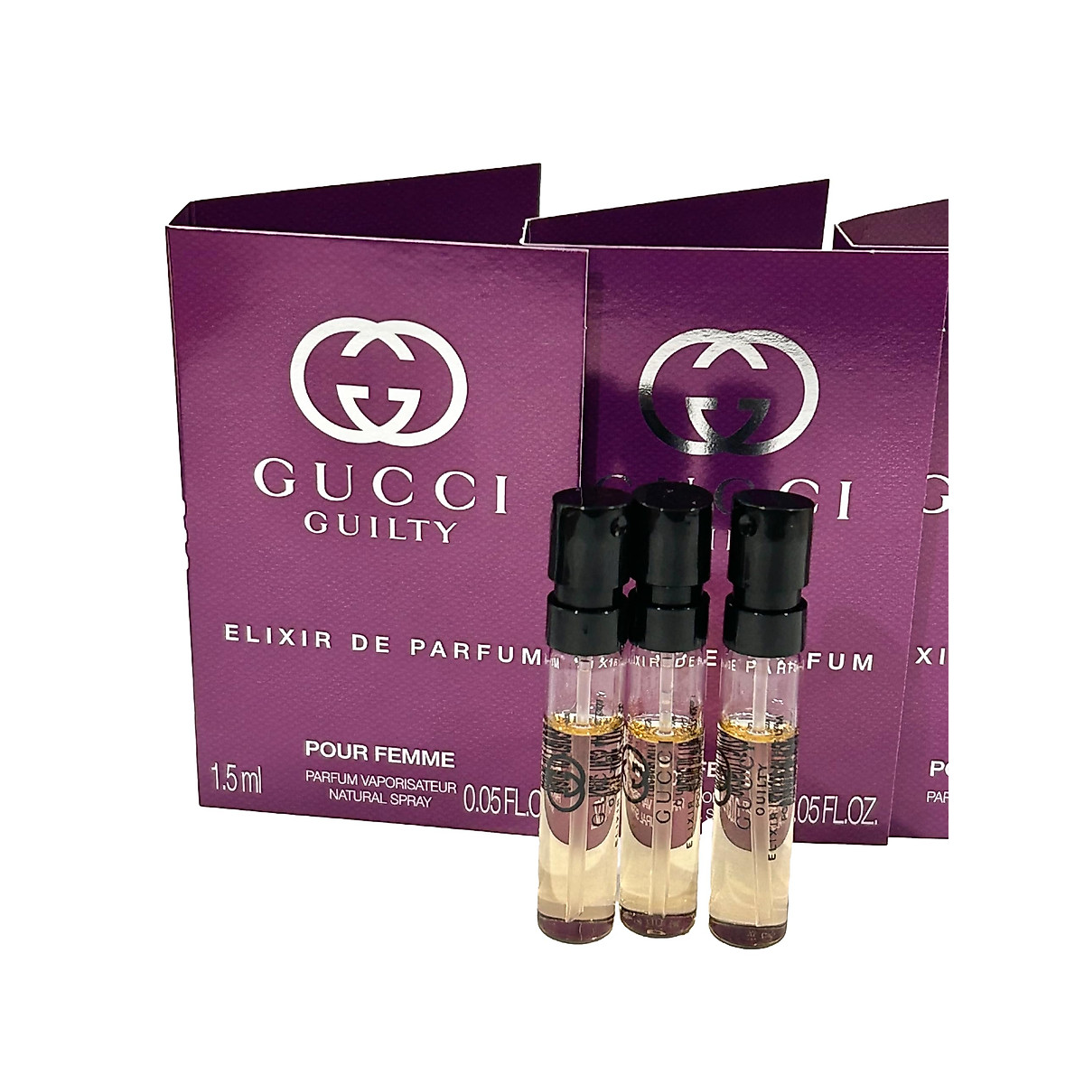 Gucci Guilty Elixir Sample Perfume Women Elixir Parfum Sample Pour Femme Spray 1.5 ml / 0.05 oz - set of 3