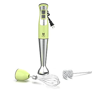Immersion Hand Blender, UTALENT 3-in-1 8-Speed Stick Blender with Milk Frother, Egg Whisk for Coffee Milk Foam, Puree Baby Food, Smoothies, Sauces and Soups - Green