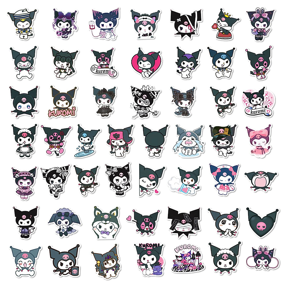 Kuromi Stickers Pack 50Pcs, Cannity Cute Kawaii Stickers for Water Bottles Laptop Scrapbook Journaling Waterproof Vinyl Decals Japanese Anime Stickers for Kids Teens Adults