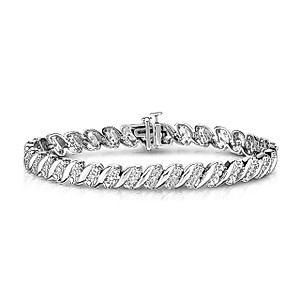 NATALIA DRAKE 1/4 Cttw Wave Link Diamond Tennis Bracelet for Women in Rhodium Plated 925 Sterling Silver Color I-J/Clarity I2-I3