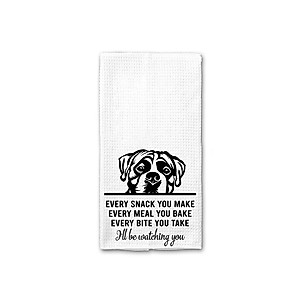 HTDesigns Boxer Dog, Tea Towel, Every Snack You Make, Every Bite You Take, Kitchen Decor, Dish Towels, Boxer Dog Mom, Boxer Gifts, Waffle Weave Kitchen Towel